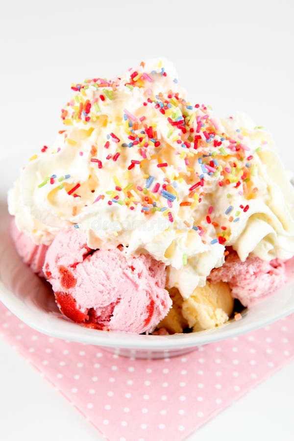 Ice cream stock photo. Image of strawberry, balls, sprinkles - 74136046