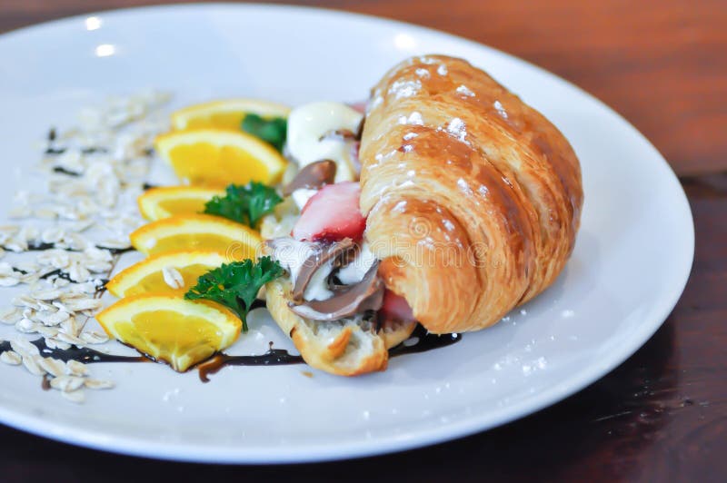 Ice Cream Stuffed Croissant or Croissant with Ice Cream Stuffed or ...