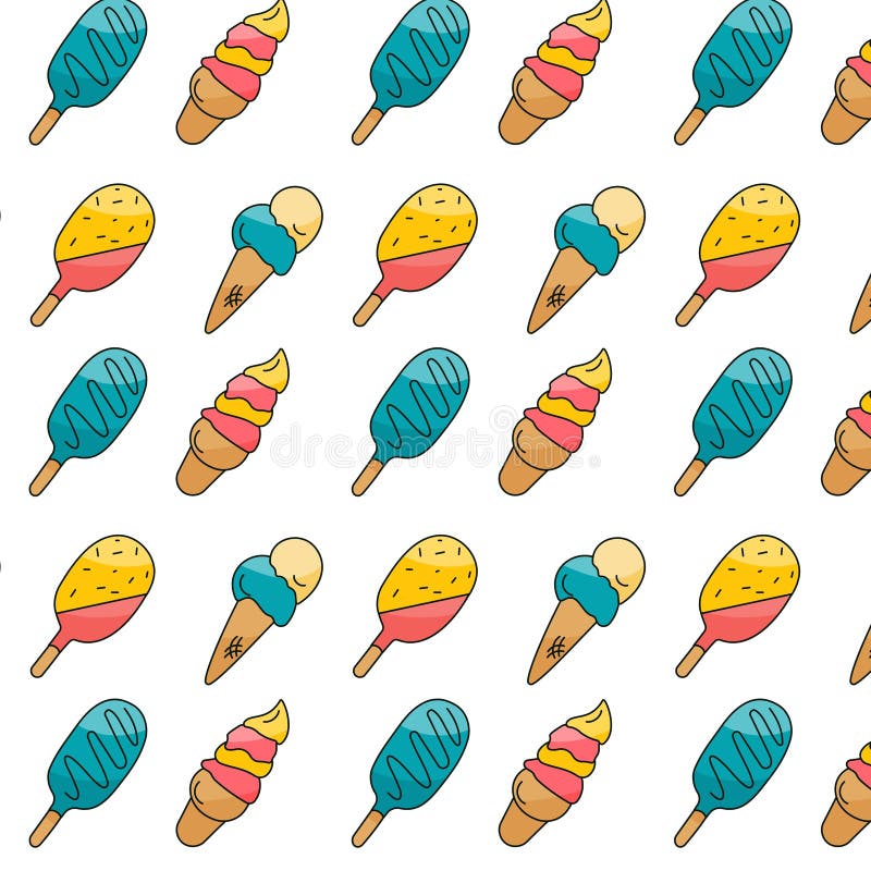 Ice Cream Summer Heat Heat Colored Pattern Stock Vector - Illustration ...