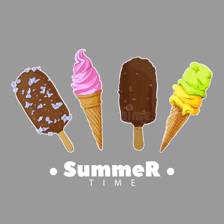 Ice cream summer set stock vector. Illustration of lemon - 95502967