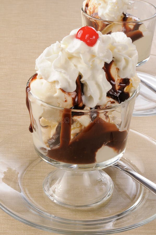 Chocolate Sundae Ice Cream stock image. Image of vantique - 40762277
