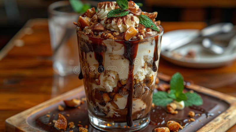 Ice Cream Sundae Background, Generative AI Stock Illustration ...