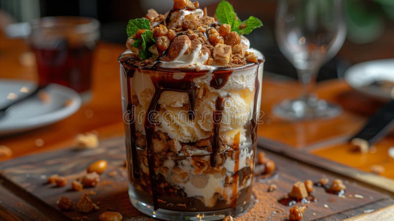 Ice Cream Sundae Background, Generative AI Stock Illustration ...