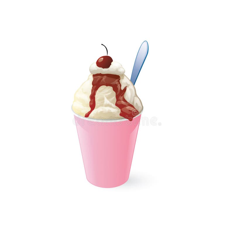 Ice-cream Sundae with Cherry Topping. Vector Illustration Decorative ...