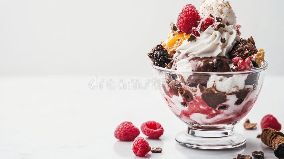 Ice Cream Sundae, Cut Out, White Background Stock Photo - Image of ...