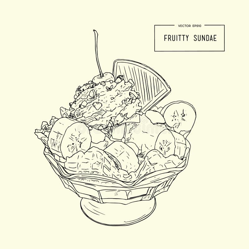 Ice-cream Sundae , Sketch Vector. Stock Vector - Illustration of retro ...