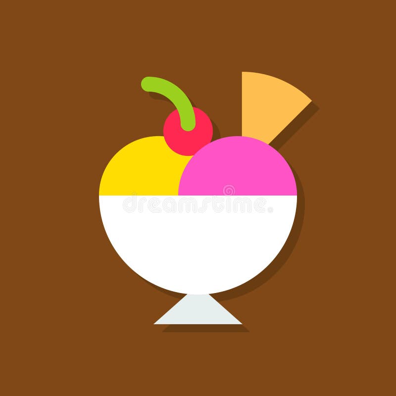 Ice Cream Sundae Vector Illustration, Sweets Flat Style Icon Stock ...