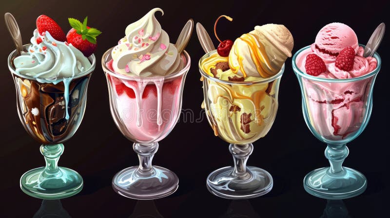 Ice Cream Sundaes stock image. Image of bakery, frozen - 371796027