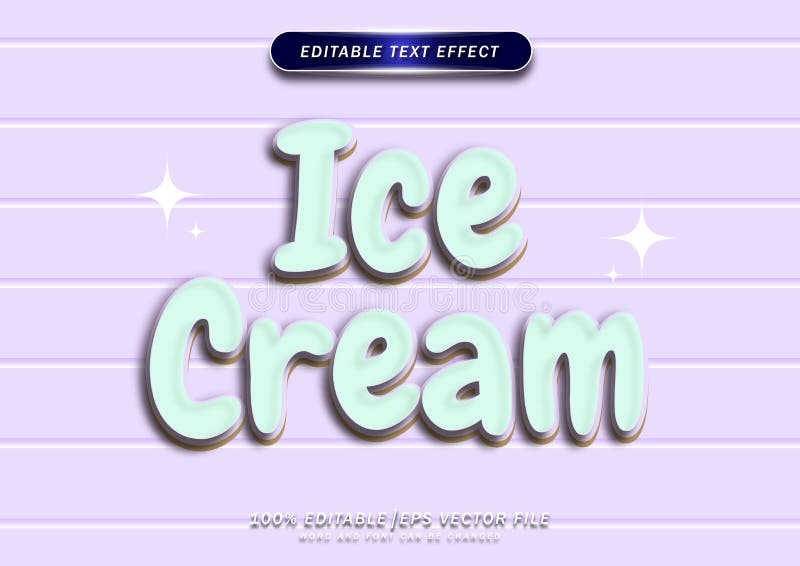 Ice Cream Text Editable Effect. Simple Style Design Stock Vector ...
