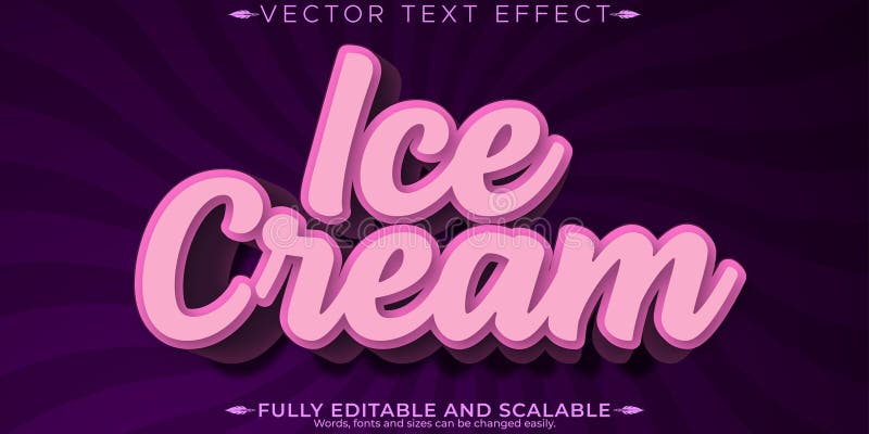 Ice Cream Text Effect, Editable Frozen Dessert and Sweet Customizable ...