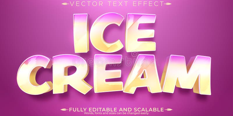Ice Cream Text Effect, Editable Soft and Pink Text Style Stock Vector ...