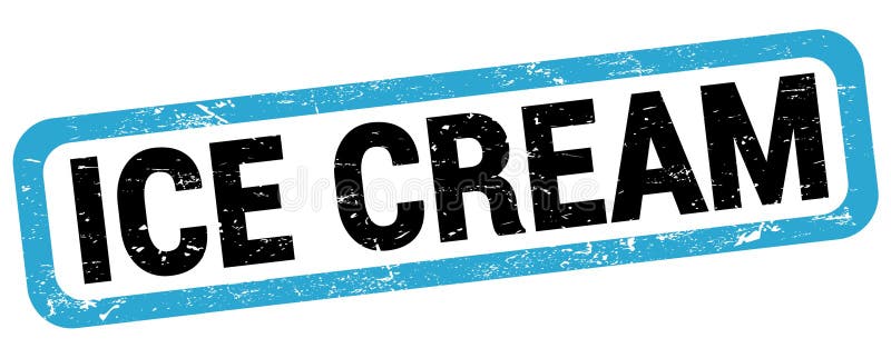 ICE CREAM Text Written on Blue-black Rectangle Stamp Stock Illustration ...