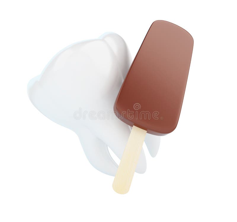 Ice Cream and a Tooth on a White Background Stock Illustration ...