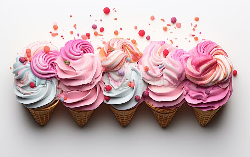 Ice Cream Top View White Background Stock Image - Image of online ...
