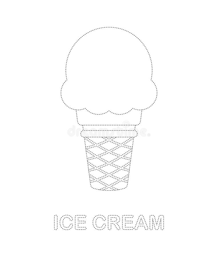 Ice Cream Tracing Worksheet for Kids Stock Vector - Illustration of ...
