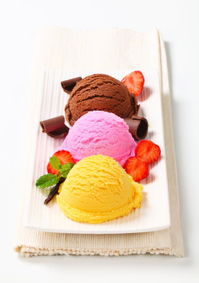 Ice cream trio stock image. Image of raspberry, pink - 39786965