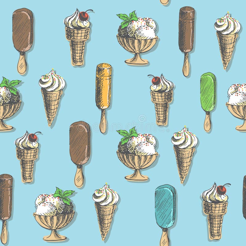Ice cream types seamless stock vector. Illustration of sketch - 73735891
