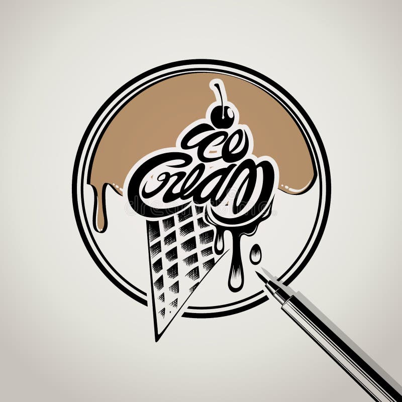 Ice Cream Typography Logo Design Stock Vector - Illustration of icon ...