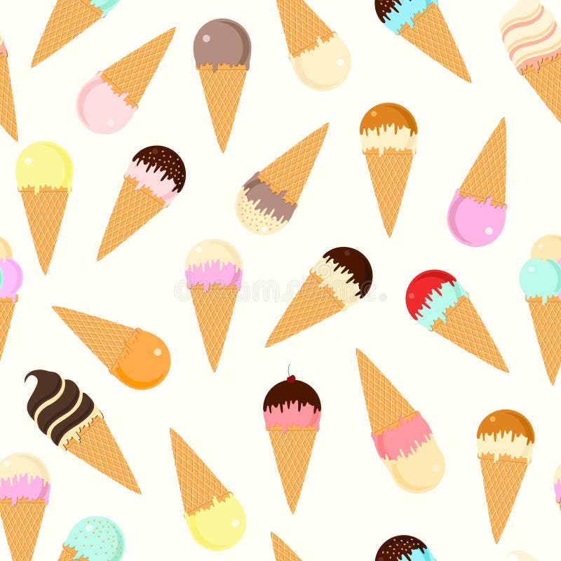 Ice Cream Vector Seamless Pattern Stock Vector - Illustration of ...