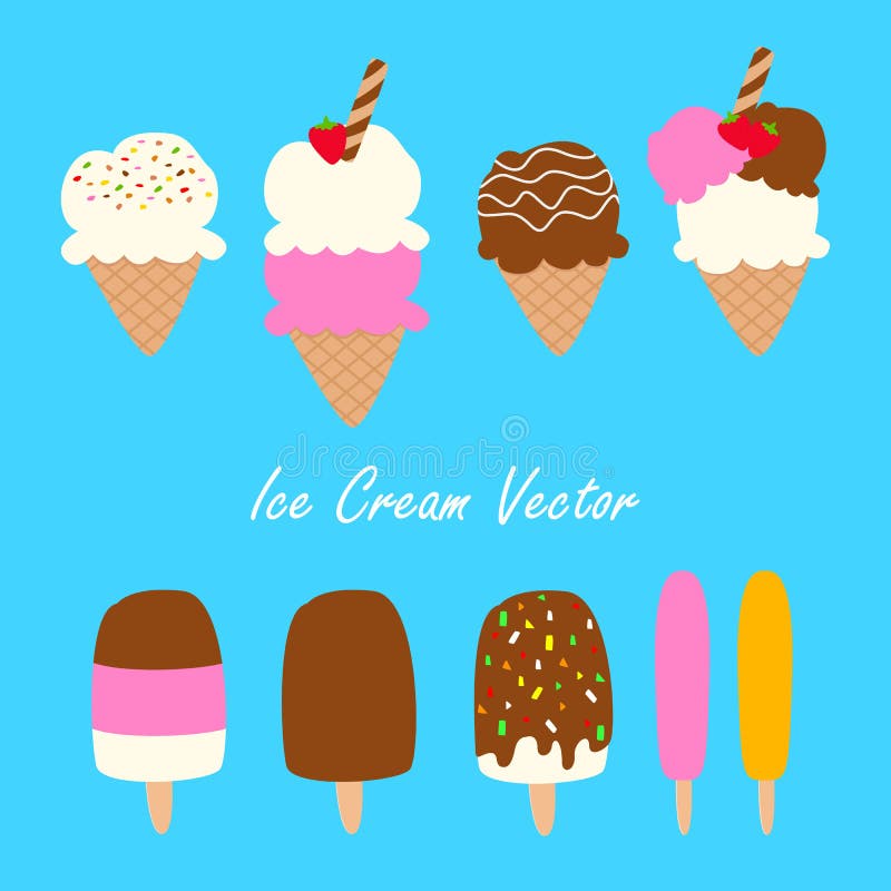 Ice Cream Vectors Collection Stock Vector - Illustration of food, pink ...