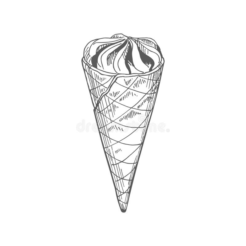 Ice Cream In Wafer Cone Icon 3d Vector Realistic Illustration Stock