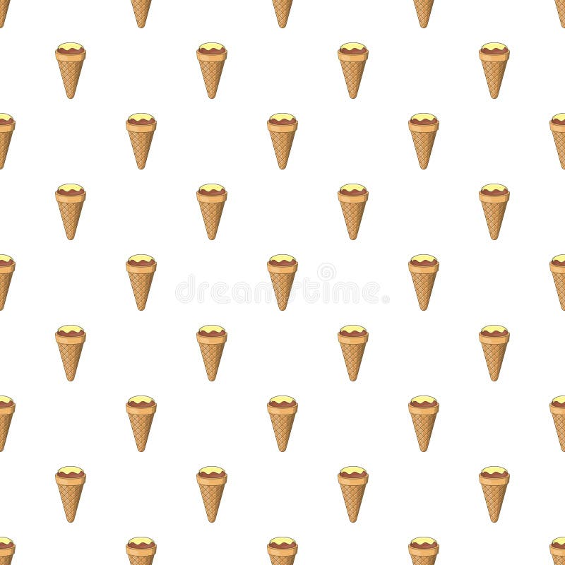 Ice Cream in a Waffle Cone Pattern, Cartoon Style Stock Vector ...