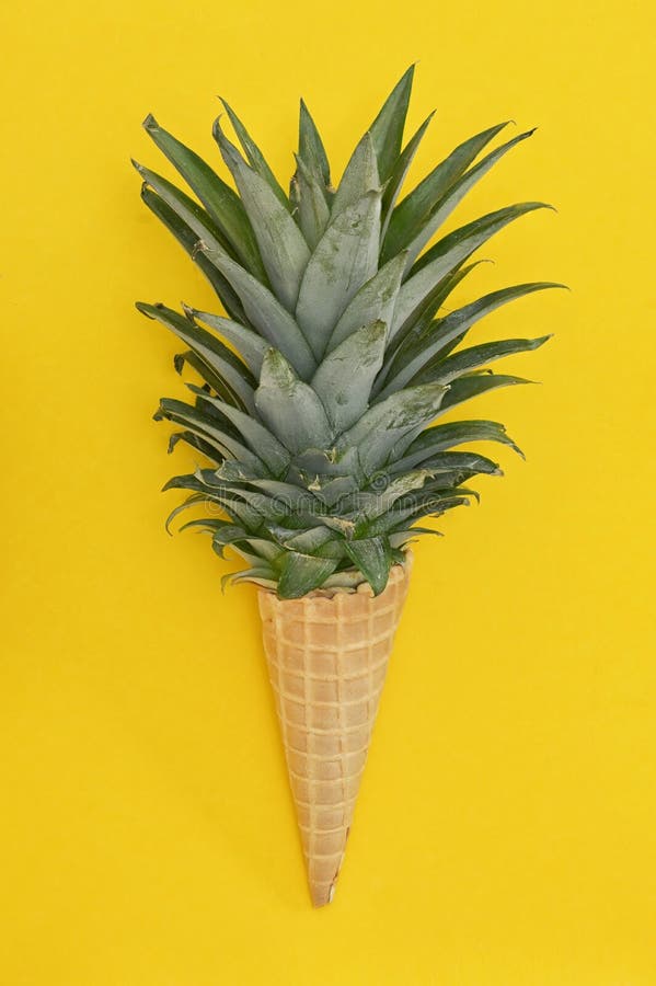 Ice Cream Waffle Cone of Pineapple Leaves Stock Photo - Image of ...