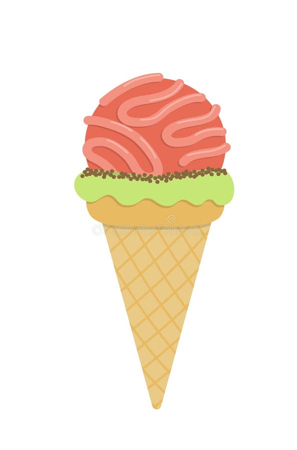 Pink Scoop In Waffle Cone Cut And Glue Ice Cream Applique Paper