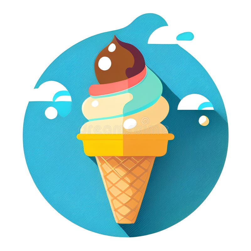 Ice Cream in Waffle Cone with Splashes and Drops. Vector Illustration ... Ice Cream in Waffle Cone with Splashes and Drops. Vector Illustration ...