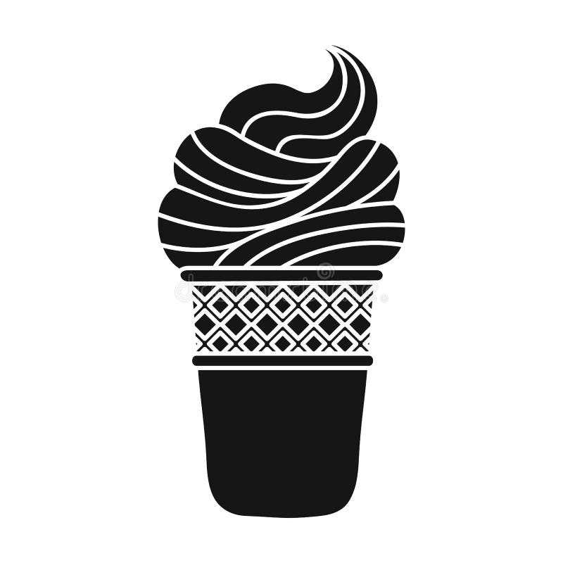 Ice Cream In Waffle Cup Icon In Monochrome Style Isolated On White