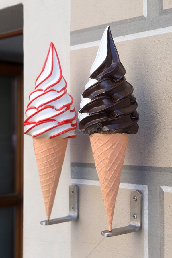 Ice Cream in Waffle Cups on the Wall Stock Image - Image of summer ...