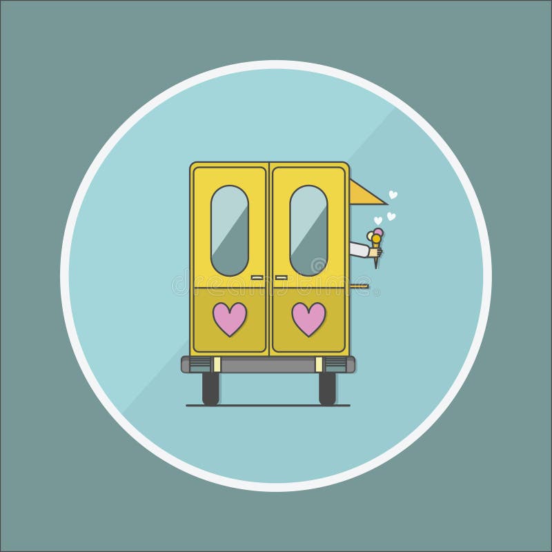 Ice Cream Wagon Flat Vector Illustration Stock Vector - Illustration of ...
