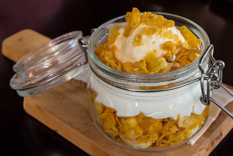 Ice Cream and and Whipped Cream Sprinkle Cornflake. Stock Photo - Image ...