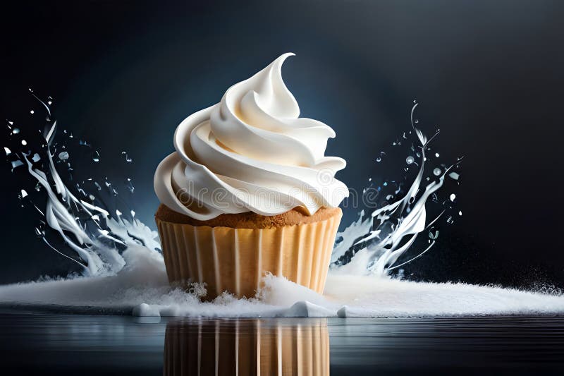 Ice-Cream - Whipped Cream - Milk Shake Liquid Splash, on Dark ...