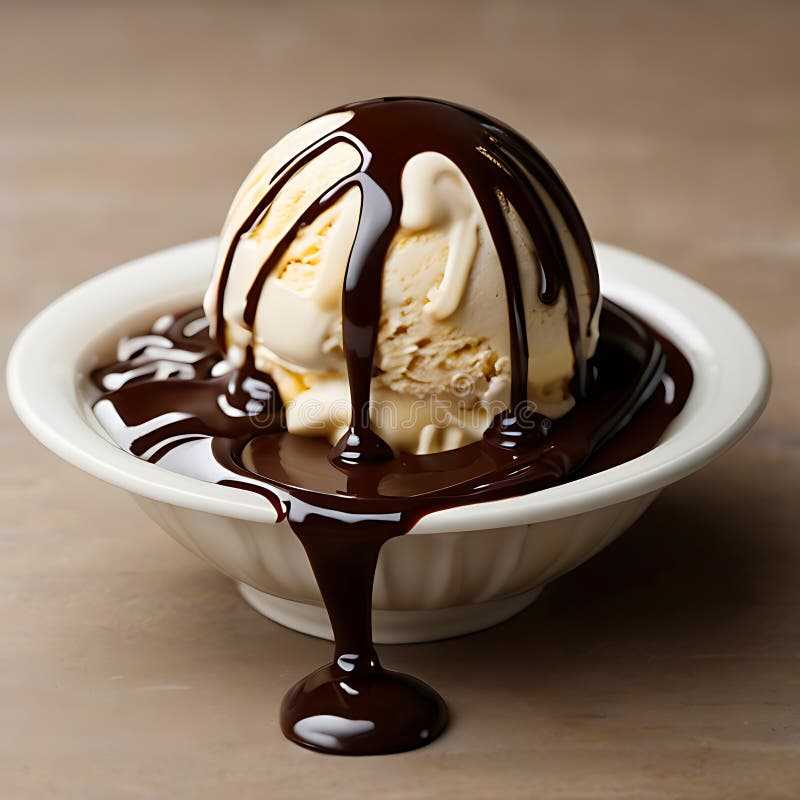 Ice Cream with Wiped Cream and Chocolate Sauce. Generative AI Stock ...