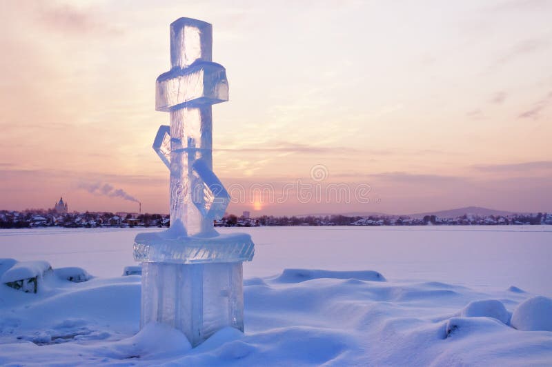 Ice cross at sunset stock photo. Image of christianity - 36882342