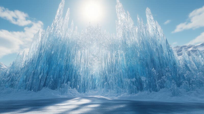 Ice Crown Glistens Under the Sun, Droplets Falling As it Melts. a ...