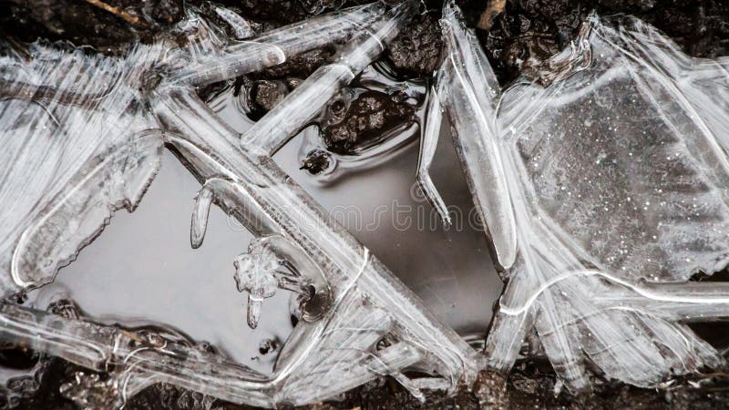 Ice Crust Texture, Formed Ice on the Water Surface, with Light Frost ...