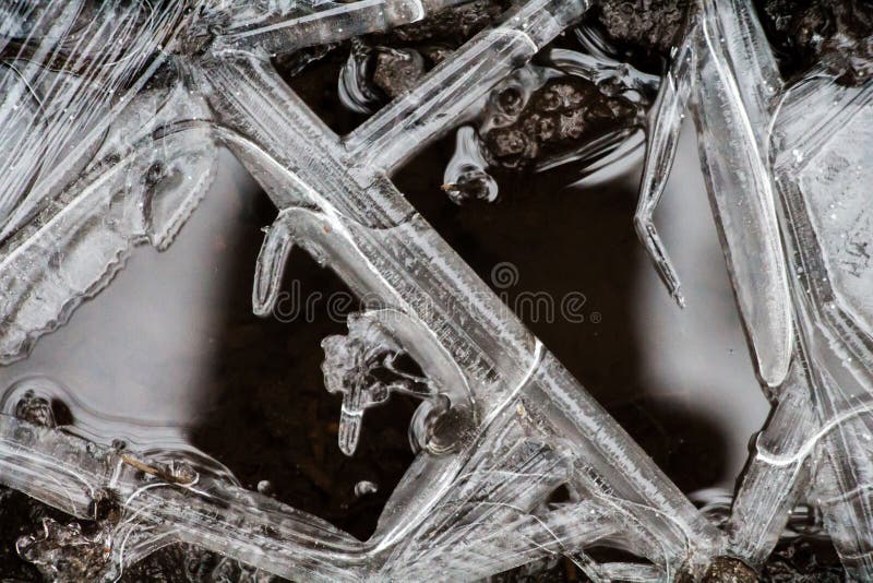 Ice Crust Texture, Formed Ice on the Water Surface, with Light Frost ...
