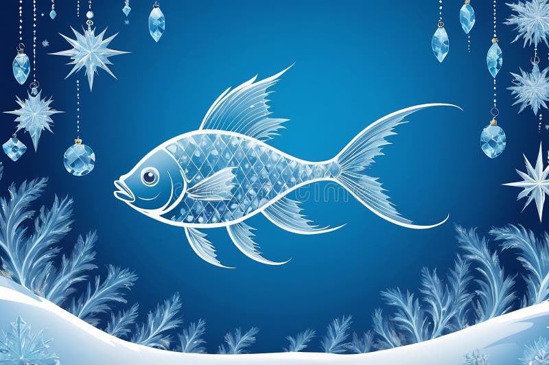 Ice crystal Christmas fish stock illustration. Illustration of polished ...
