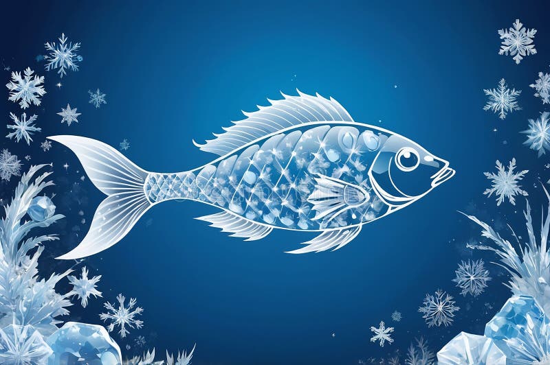 Ice crystal Christmas fish stock illustration. Illustration of ...