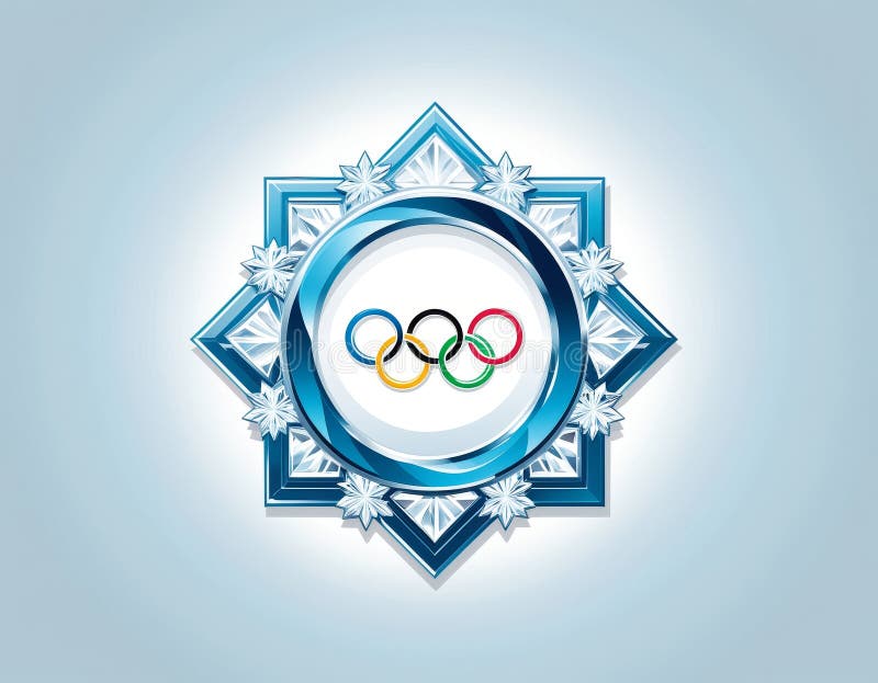 Ice Crystal Logo with Embedded Olympic Rings Stock Image - Image of ...