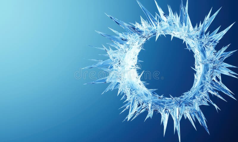 Ice Crystal Ring with Sharp Spikes and Blue Gradient Background ...