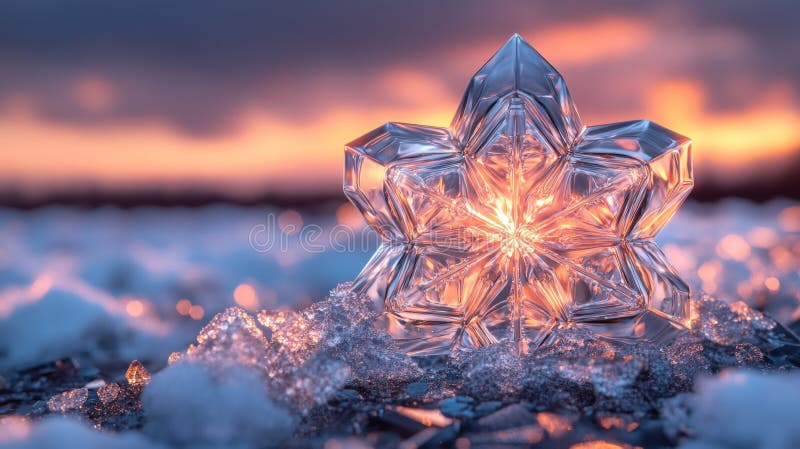 Ice Crystal Star at Sunset: Winter Wonderland Stock Illustration ...