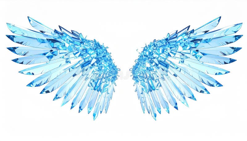 Ice Crystal Wings on White Background Stock Illustration - Illustration ...