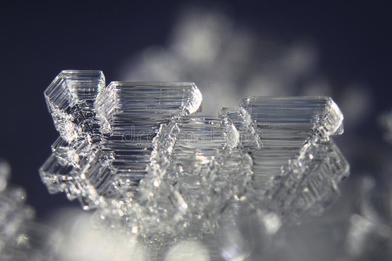 Ice Crystals Closeup on a Black Background Stock Image - Image of ...