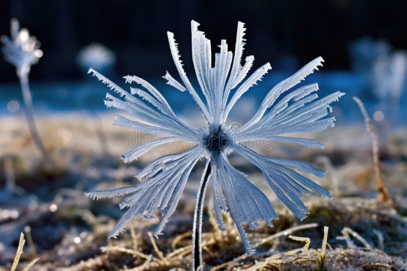 Ice Crystals Creating Frost Flower Structures Stock Photo - Image of ...