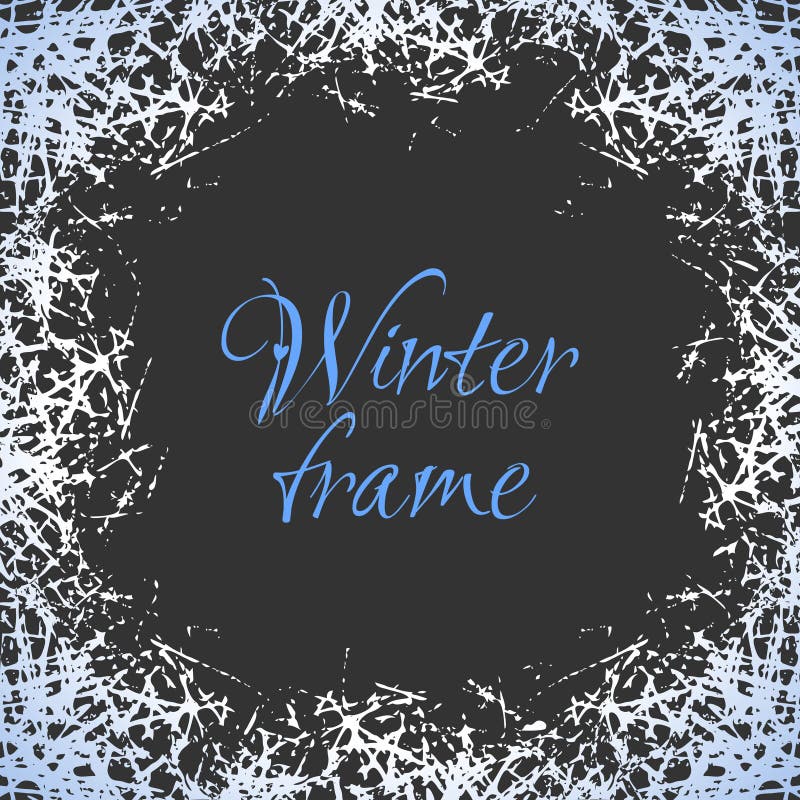 Ice Crystals Frame. Vector Design Border with Frosted Patterns on ...