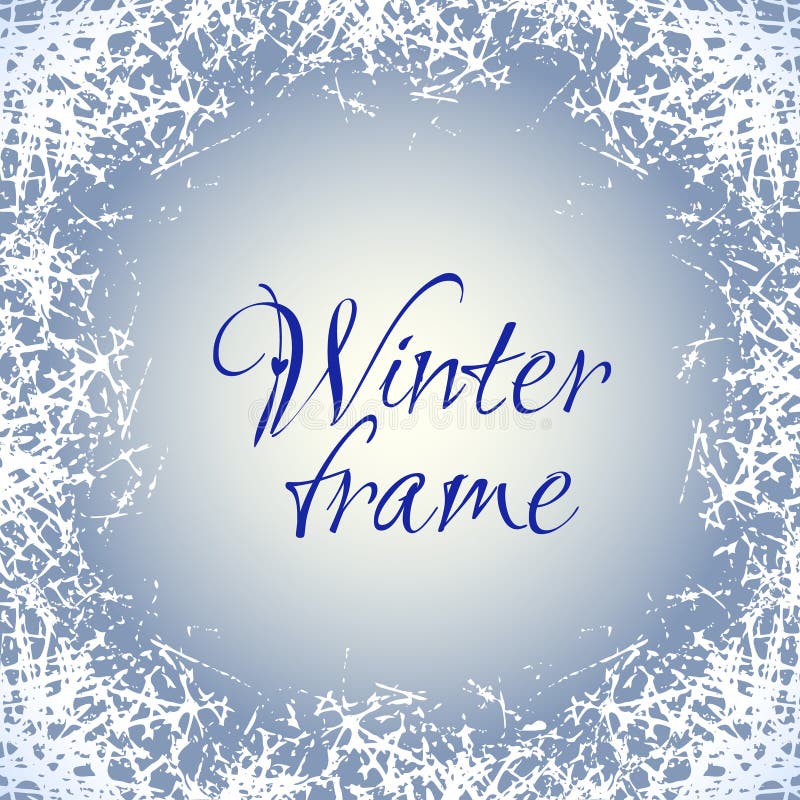 Ice Crystals Frame. Vector Design Border with Frosted Patterns on ...