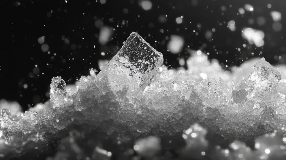Ice Crystals Gleaming in Dark Background Stock Illustration ...